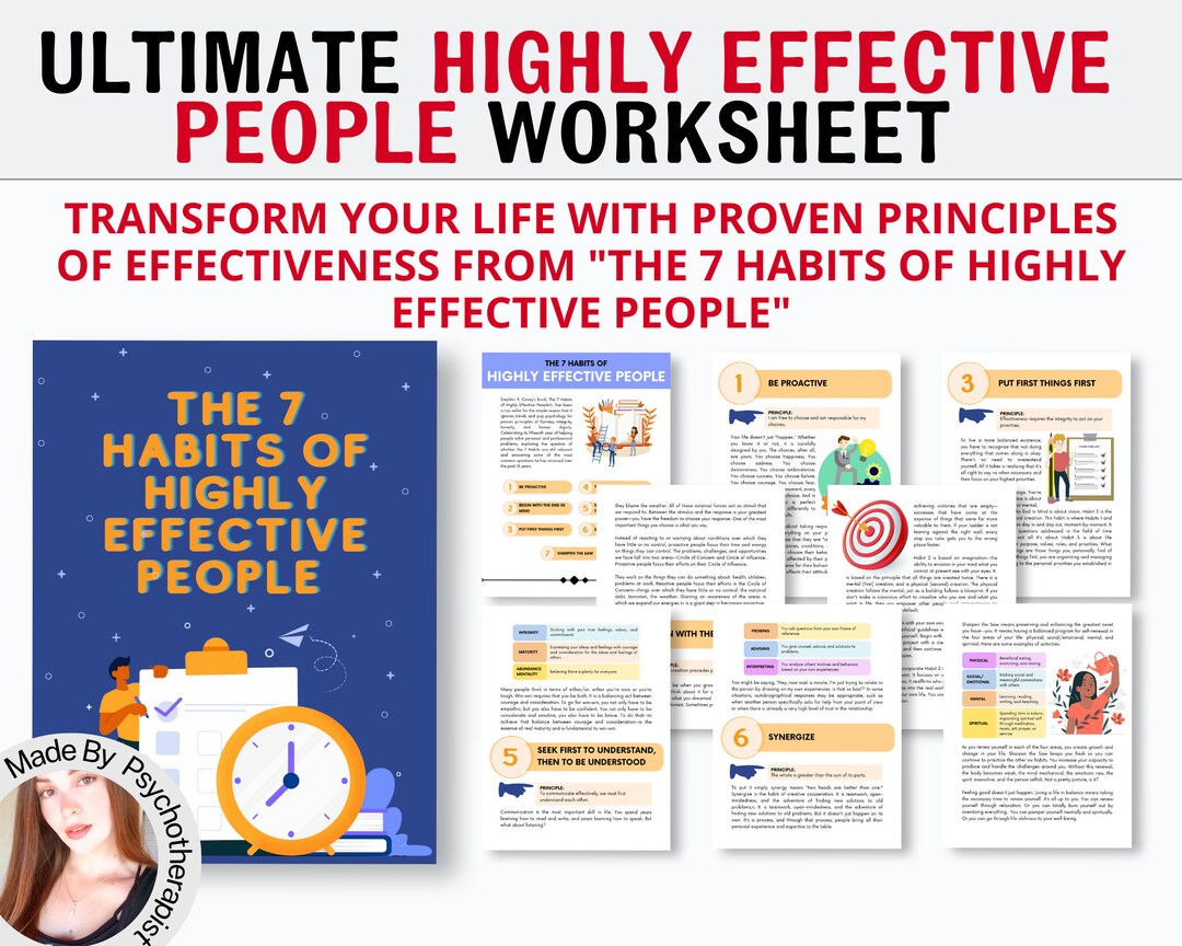 Learn 7 Habits of Highly Effective People, Therapy Worksheet, CBT ...