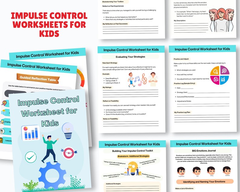 Impulse Control Worksheets for Kids and Teens: Emotional Regulation ...
