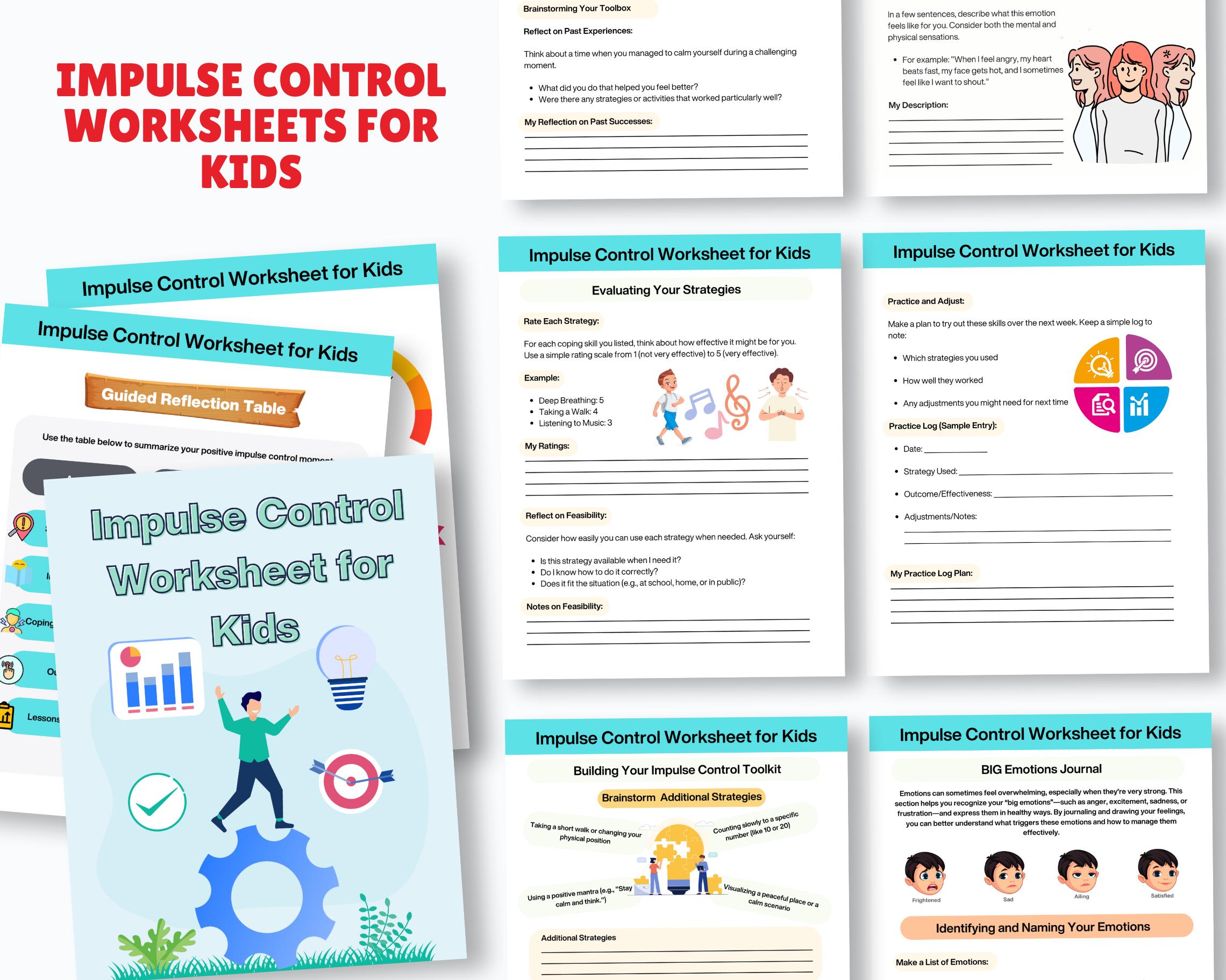 Impulse Control Worksheets for Kids and Teens: Emotional Regulation ...