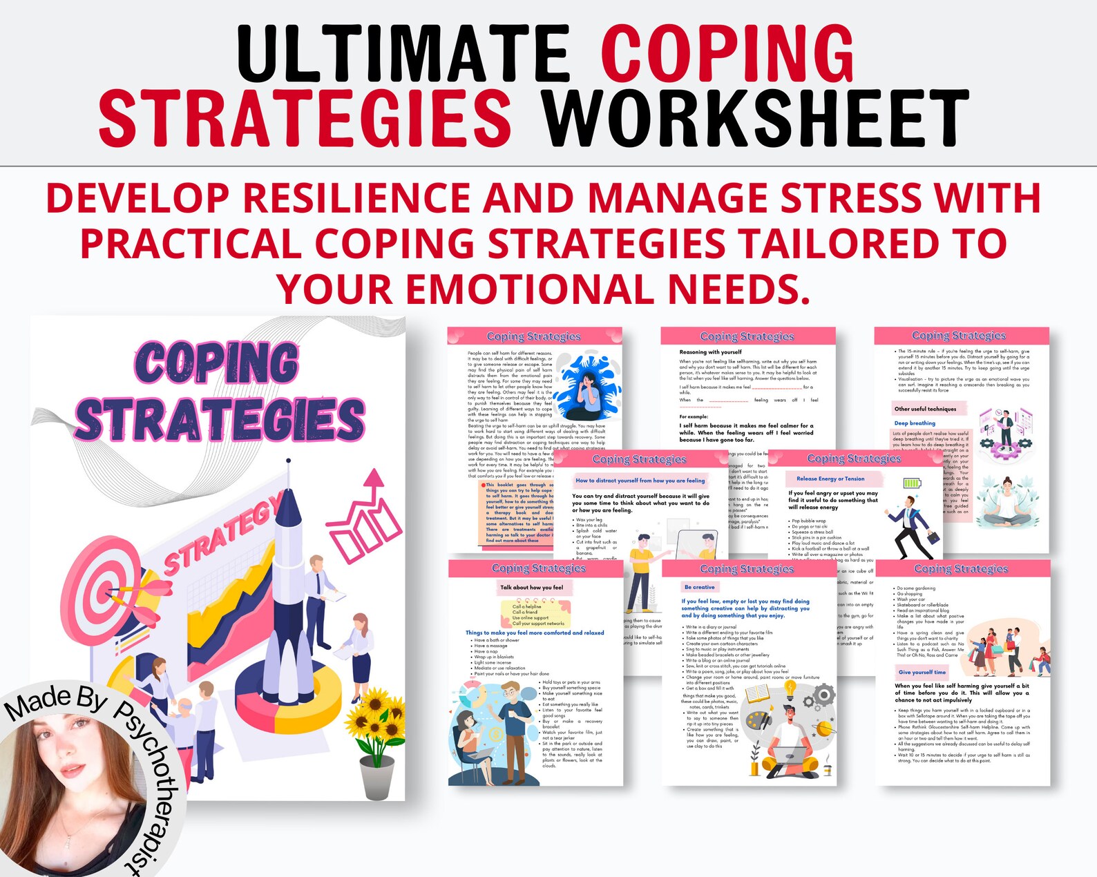 Coping Skills Strategies Printable, Therapy Worksheets, Anxiety Coping ...