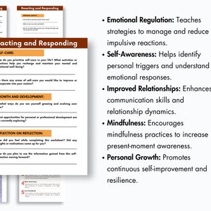 Responding Vs Reacting Worksheets. Therapy Worksheets, Psychoeducation ...