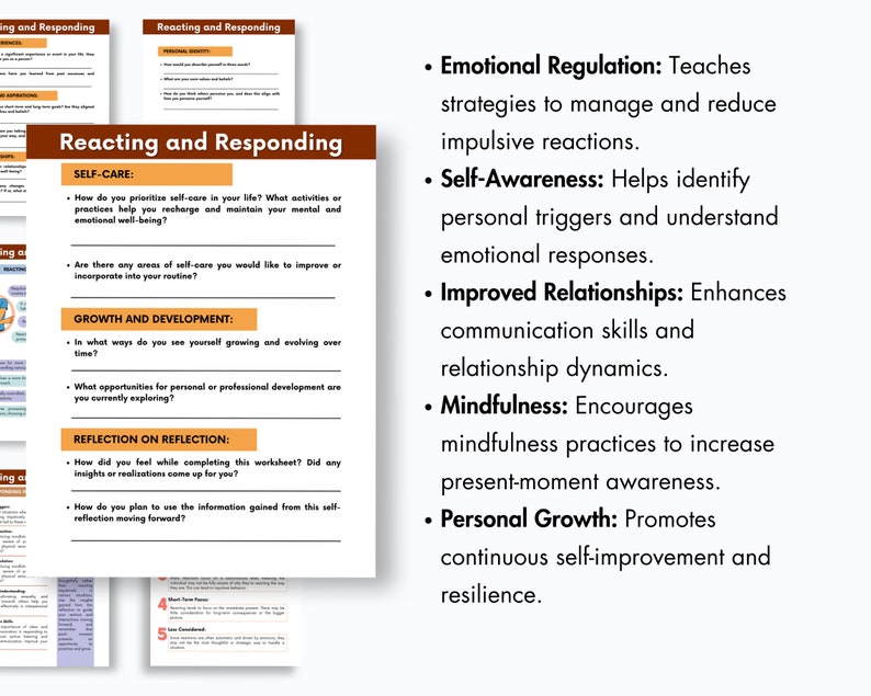 Responding Vs Reacting Worksheets. Therapy Worksheets, Psychoeducation ...