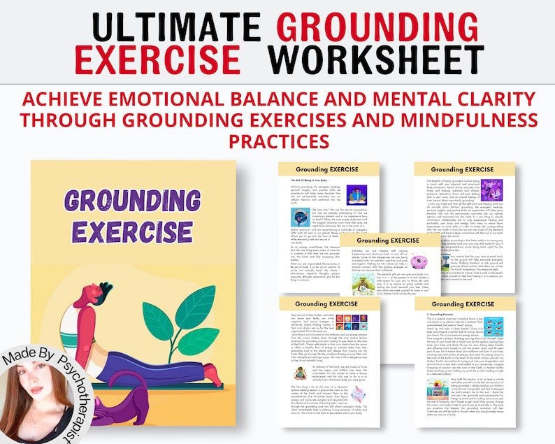 Grounding Exercise Worksheet, Therapy Workbook, Therapy Worksheets, 5 4 ...