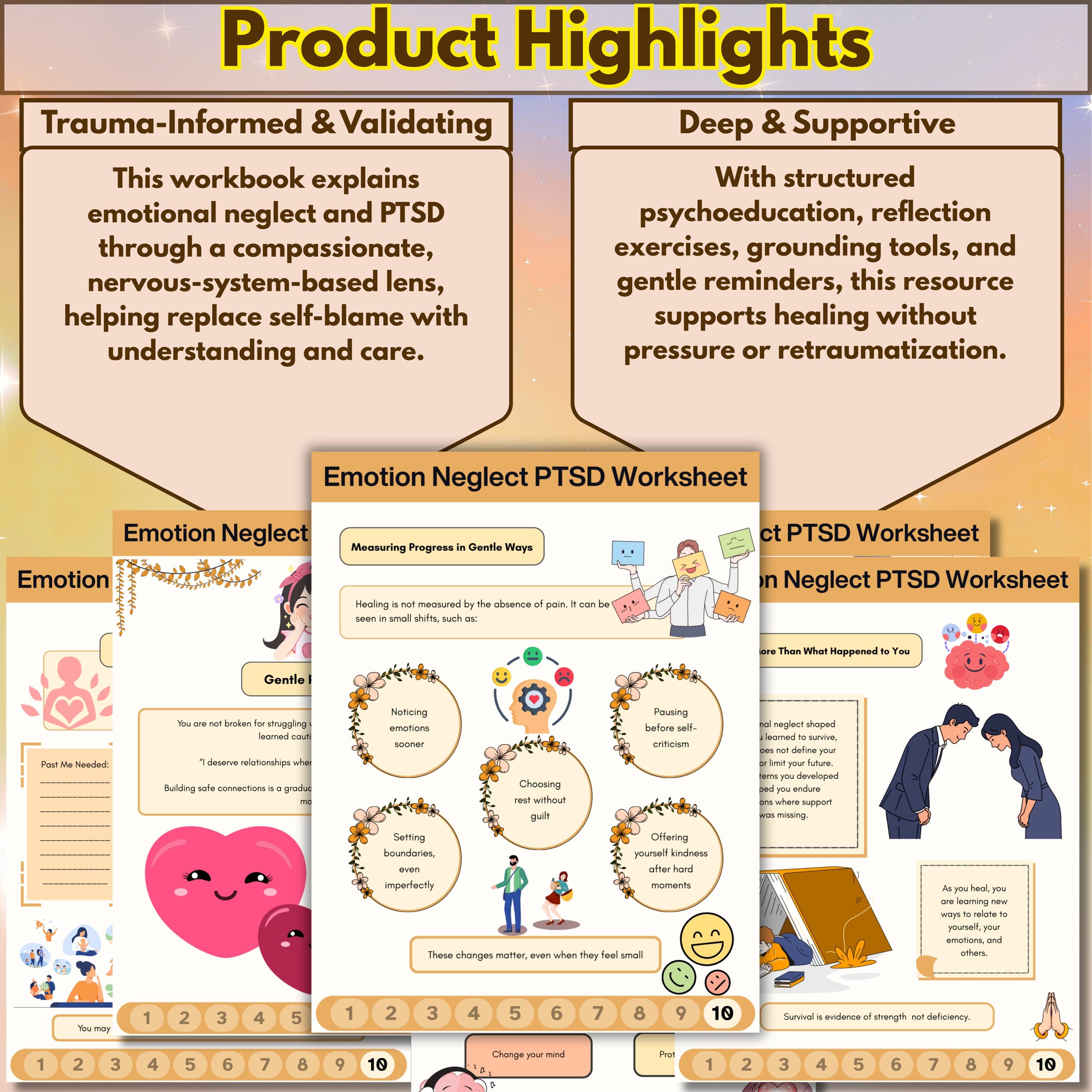 Emotional Neglect and Complex PTSD Worksheets, PTSD Workbook, Trauma ...