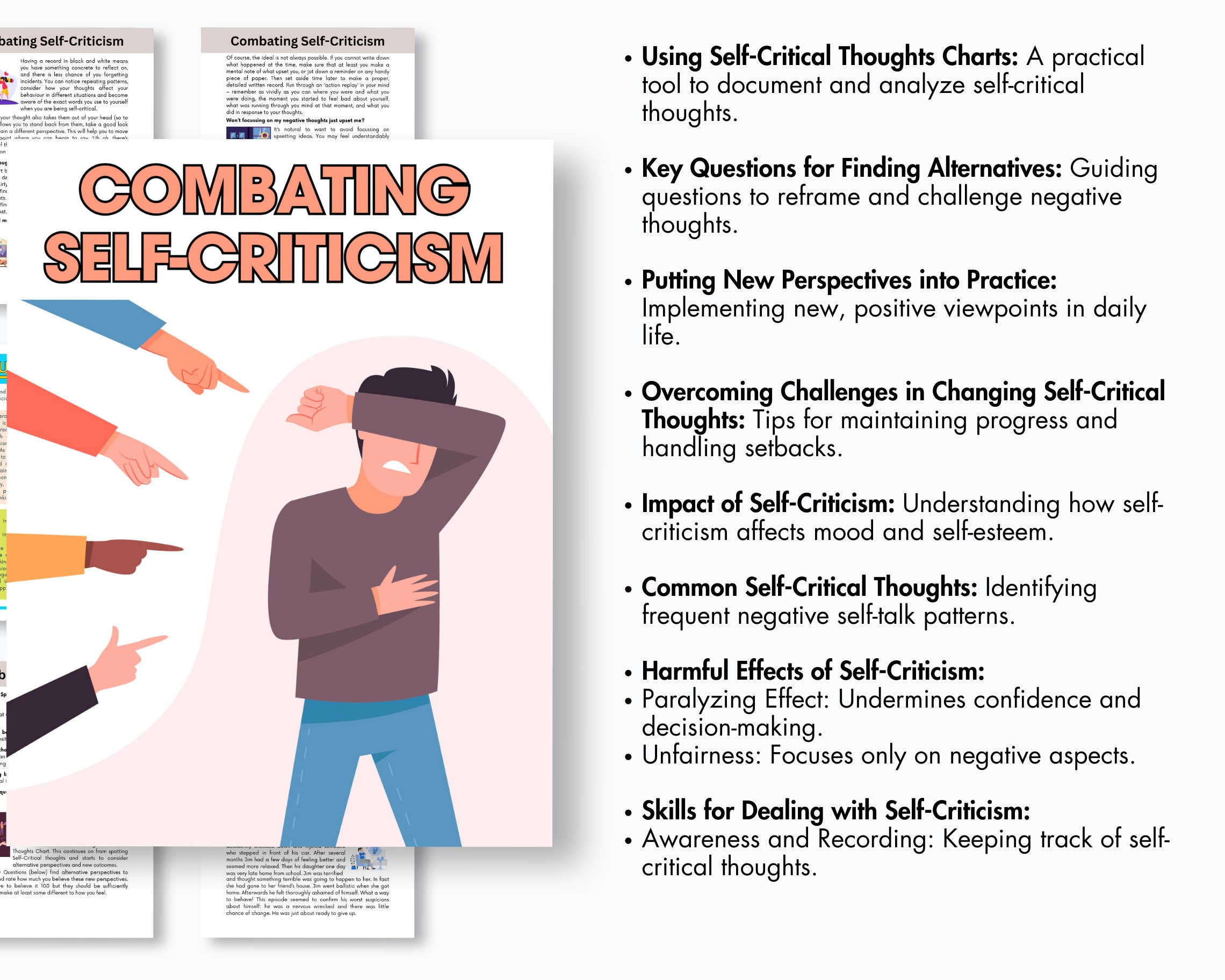 Combating Self Criticism Worksheet, Therapy Worksheet, Cbt Worksheets ...