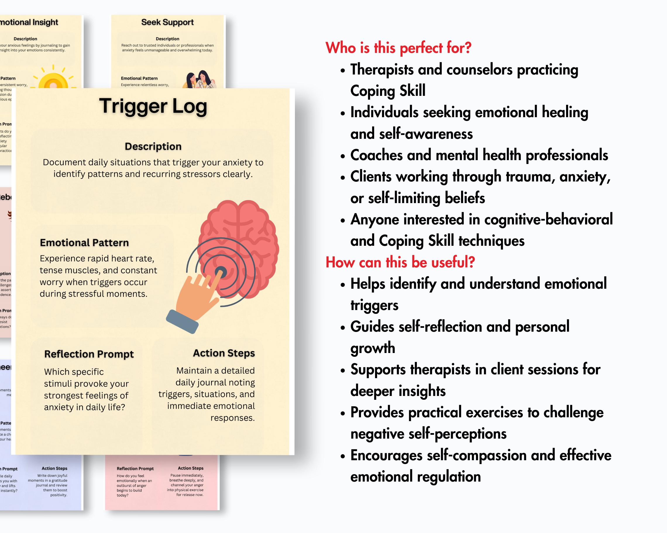 Coping Skill Therapy Flashcards for Kids, Emotional Regulation and Self ...
