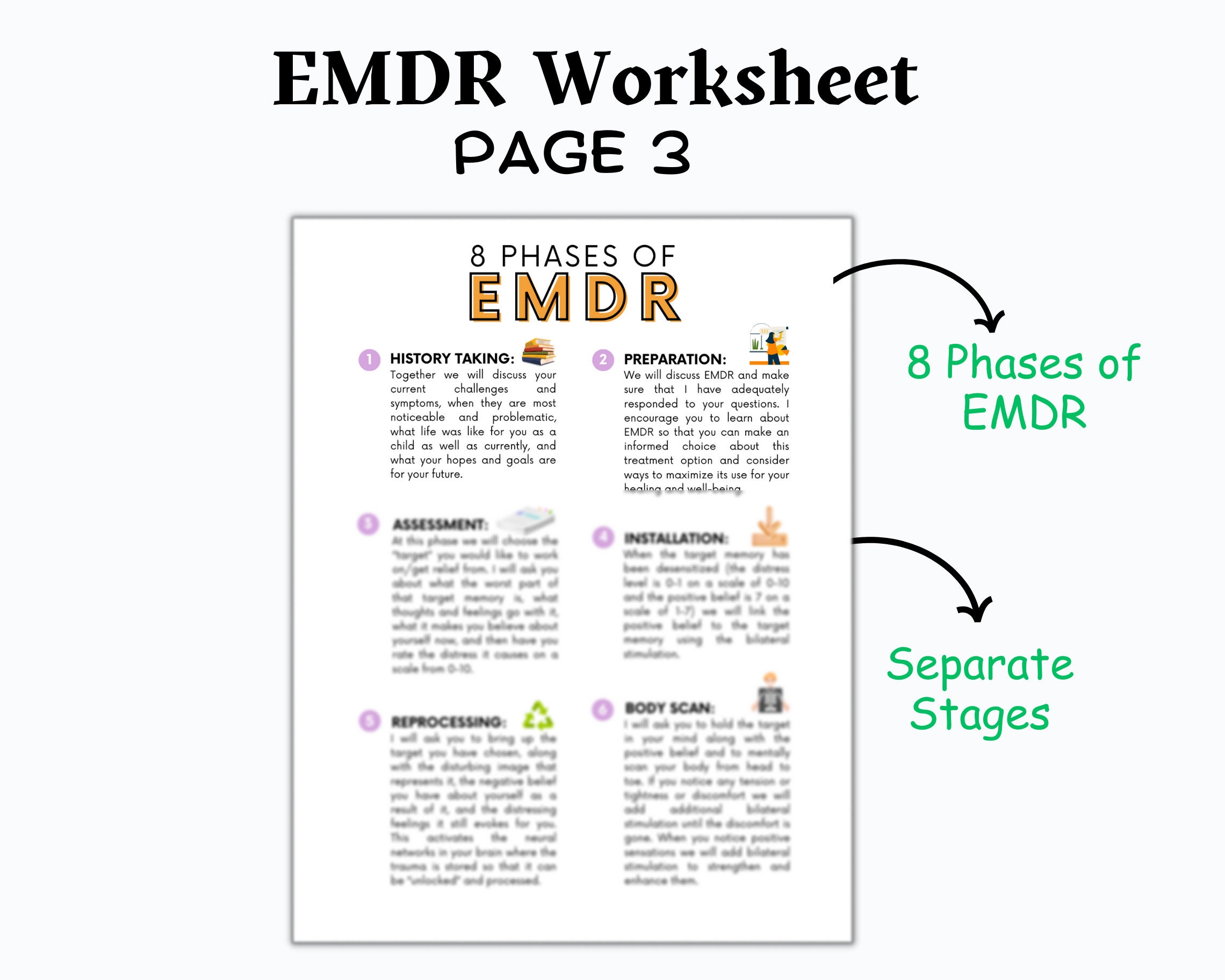 EMDR Scripts & EMDR Worksheets EMDR Tools, Emdr Resources for Phases 1 ...