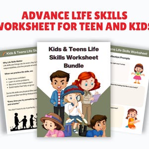 Kids Teen Life Skills Worksheet Bundle, Therapy Worksheets, Calming ...