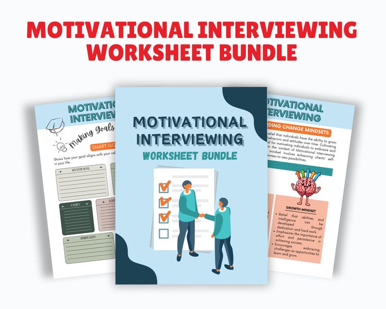 Motivational Interviewing Worksheet Bundle, MI Therapy Toolbox for ...