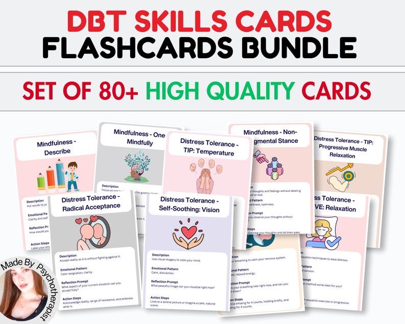 85+ DBT Skills Cards, DBT Flashcards, Dialectical Behavior Therapy, DBT ...