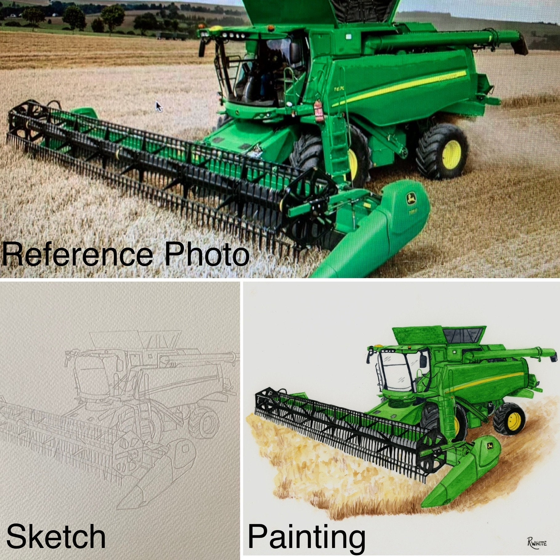 Watercolour Combine Harvester Print, Boys Room Decor, Combine Harvester ...