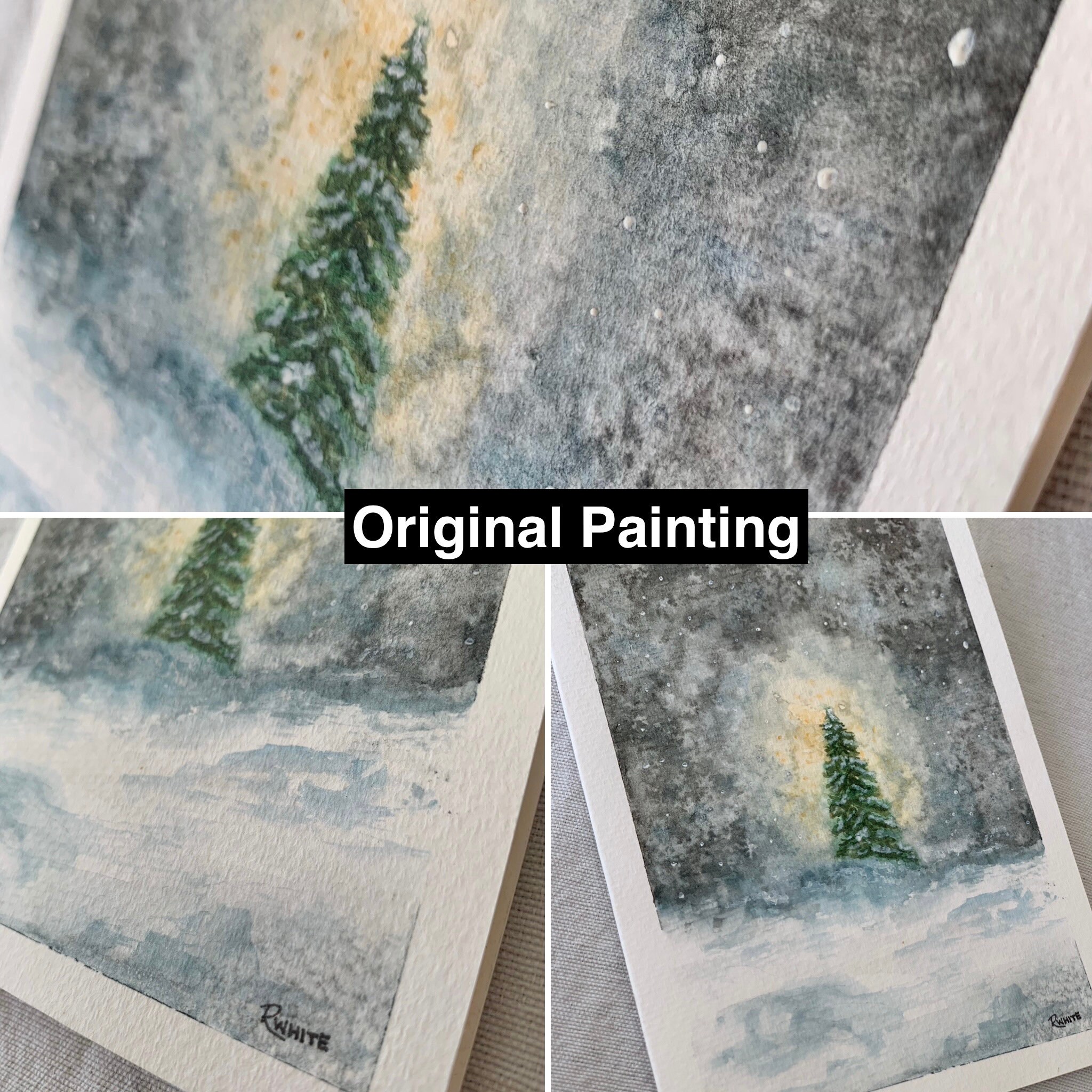 Winter Tree Wall Art Print, Snowy Tree, Winter Scene, Snowy Evergreen ...