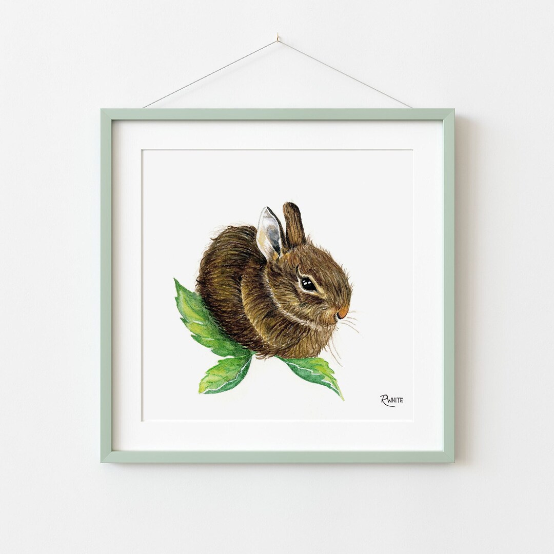 Watercolour Bunny Art Print, Baby Bunny Painting, Home Decor, Easter ...