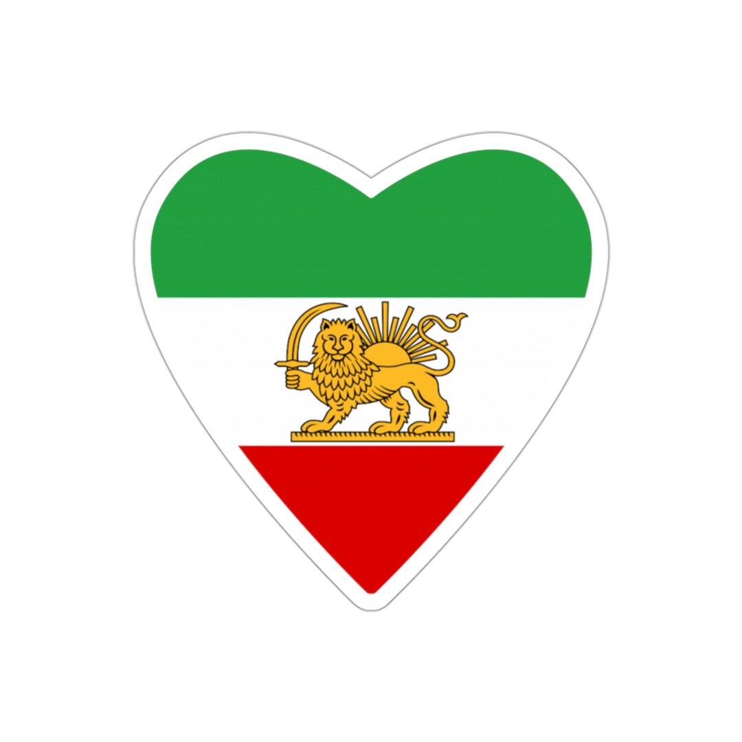 Iran Flag Sticker, Shir O Khorshid Sticker, Heart, Love, Farsi, Persian ...