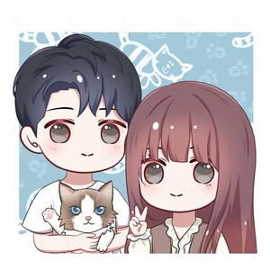 Custom Cute Chibi Portrait Commission Personalized Anime Cartoon Art ...