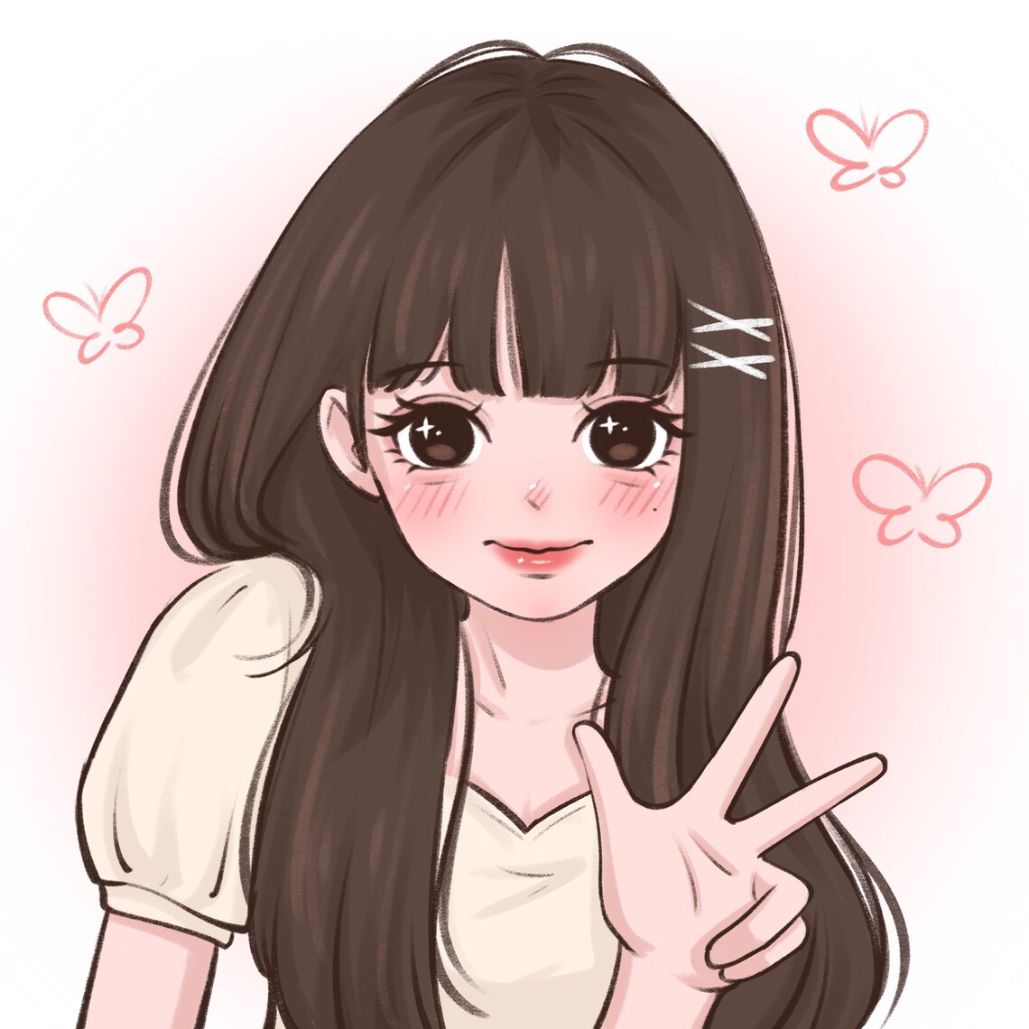 Custom Cartoon Portrait From Photo Cute Chibi Avatar Digital - Etsy