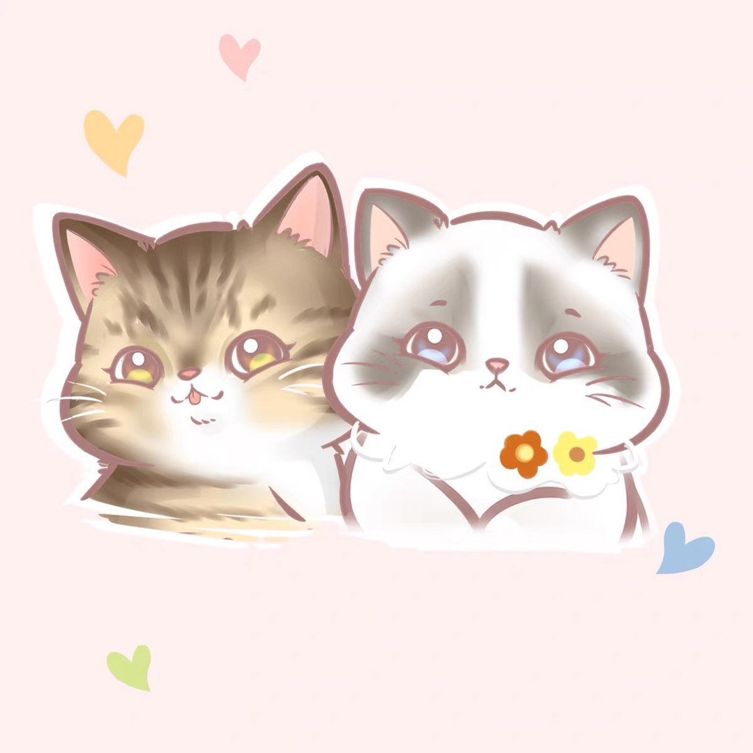 Custom Pet Portrait Cute Chibi Cat Cartoon From Photo Kawaii Anime Dog ...