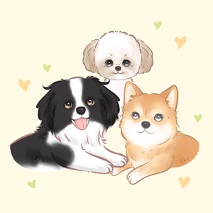 Custom Pet Portrait Cute Chibi Cat Cartoon From Photo Kawaii Anime Dog ...