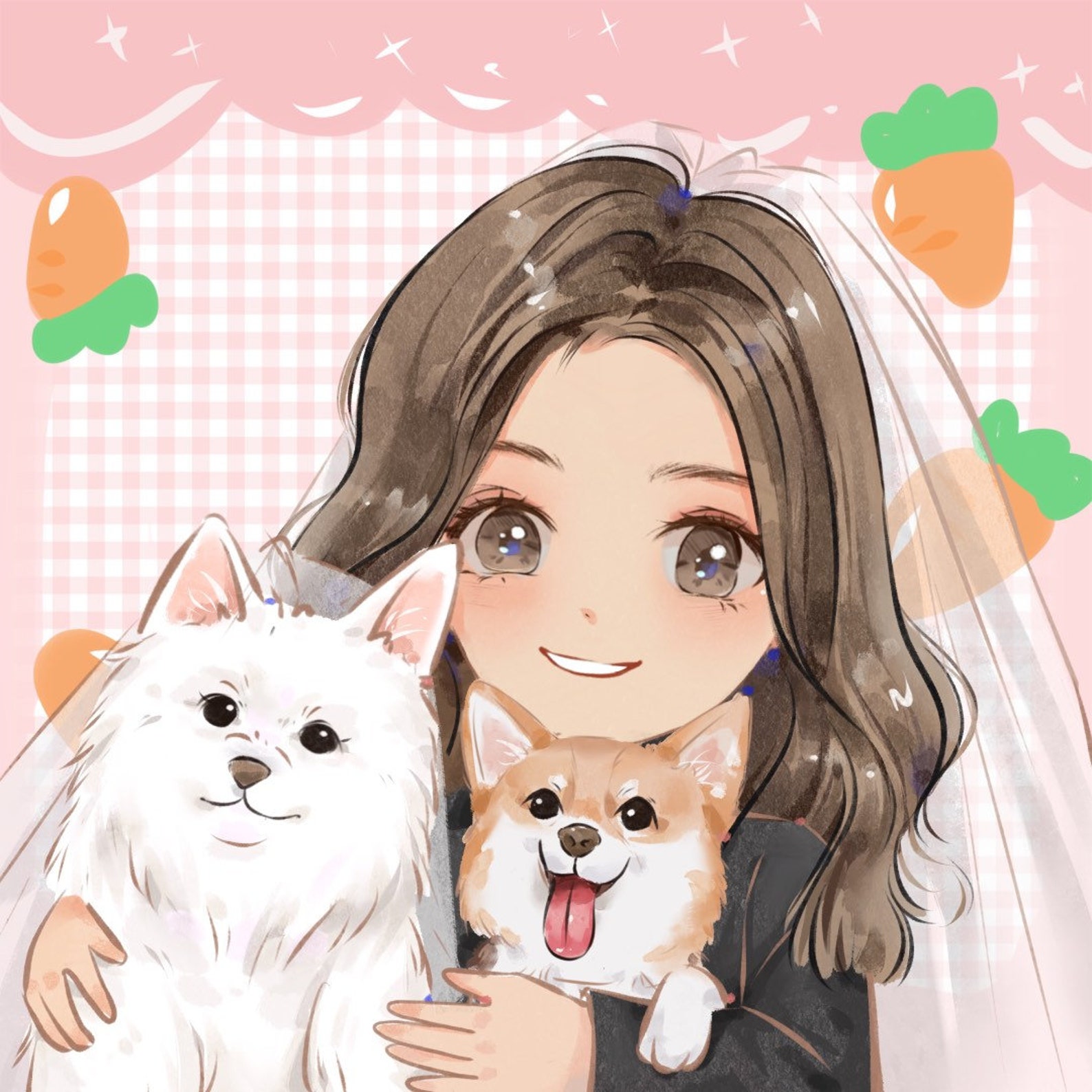 Custom Chibi Portrait Cute Cartoon From Photo Couple Friend - Etsy