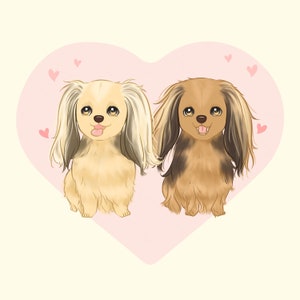 Custom Pet Portrait Cute Chibi Cat Cartoon From Photo Kawaii Anime Dog ...