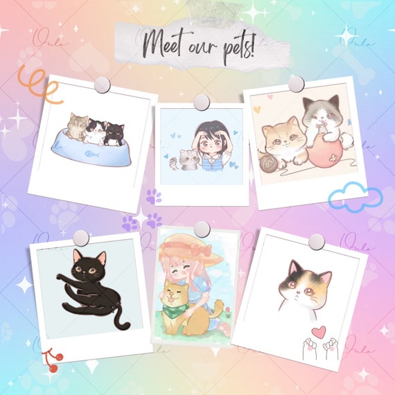 Chibi Cat Couple Lineart