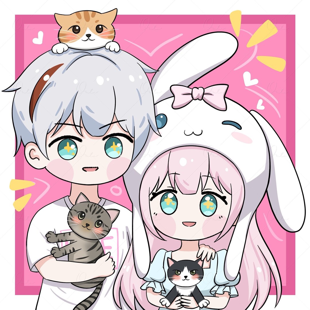 Custom Chibi Anime Cartoon Portrait Personalized Digital Art Unique ...