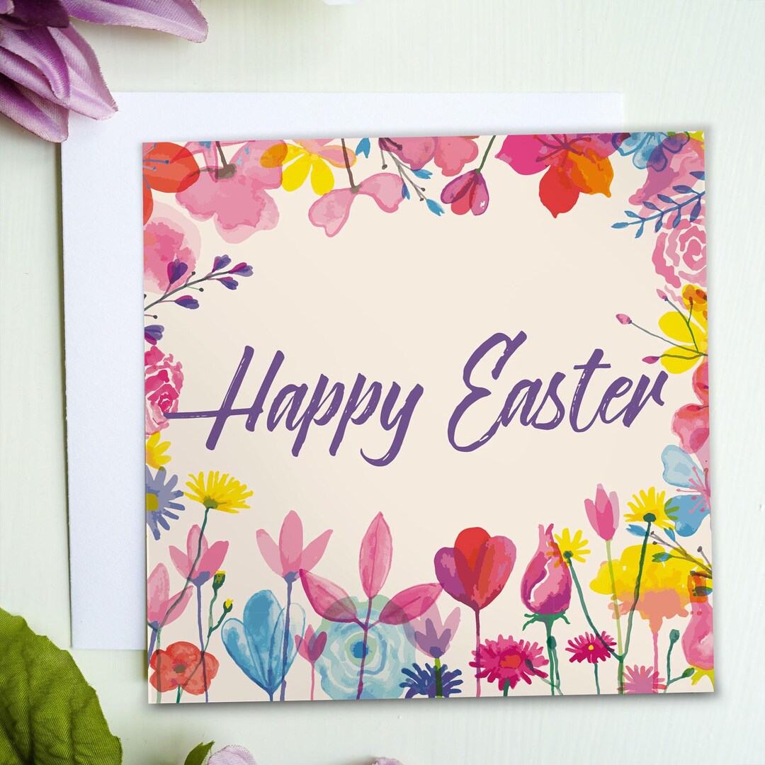 Pack of 5 Easter Cards, With White Envelopes, Happy Easter Greeting ...