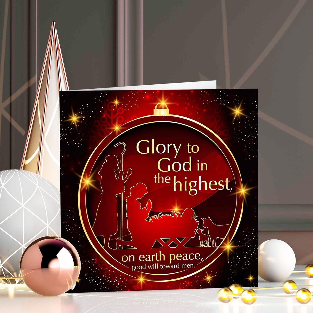 Christian Christmas Cards, Pack of 10 - Glory, With Bible Verse Luke 2: ...