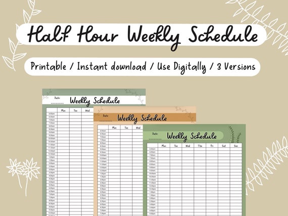 minimalistic timetable, weekly schedule planner pdf, procreate ...