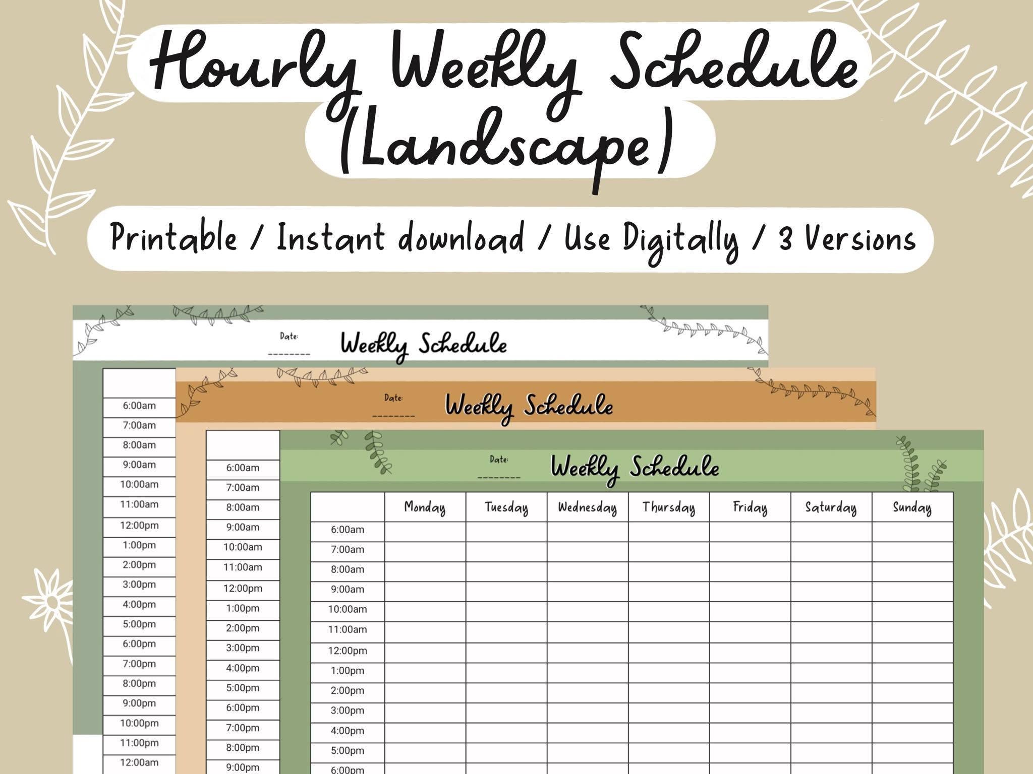 minimalistic timetable, weekly schedule planner pdf, procreate ...
