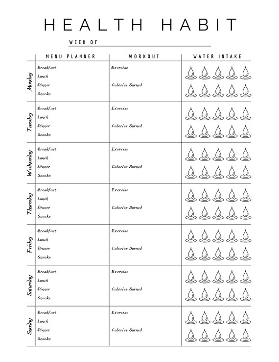 Healthy Habits Chart - Etsy