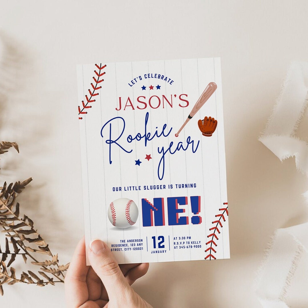 Baseball First Birthday Invitation Rookie of the Year Sports 1st ...
