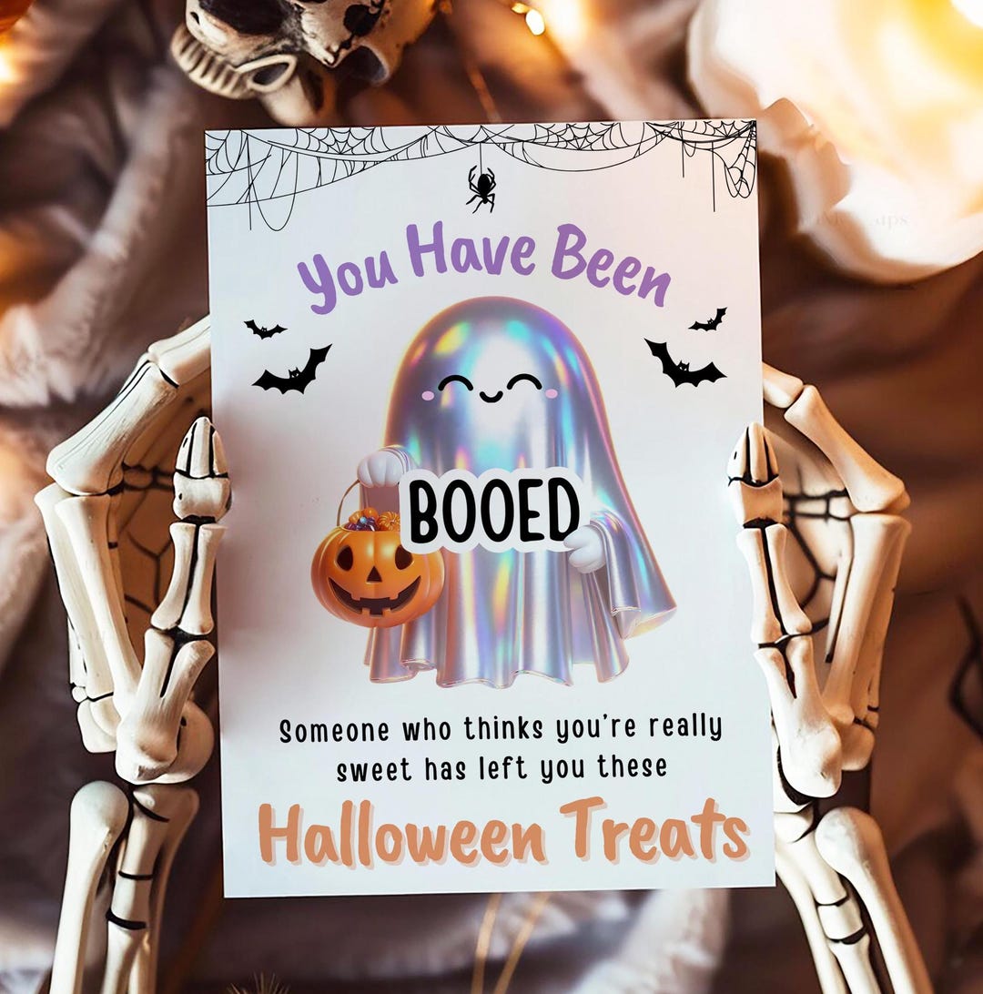 Youve Been BOOED Card Printable 5x7 Halloween Boo Basket Gift Idea for ...