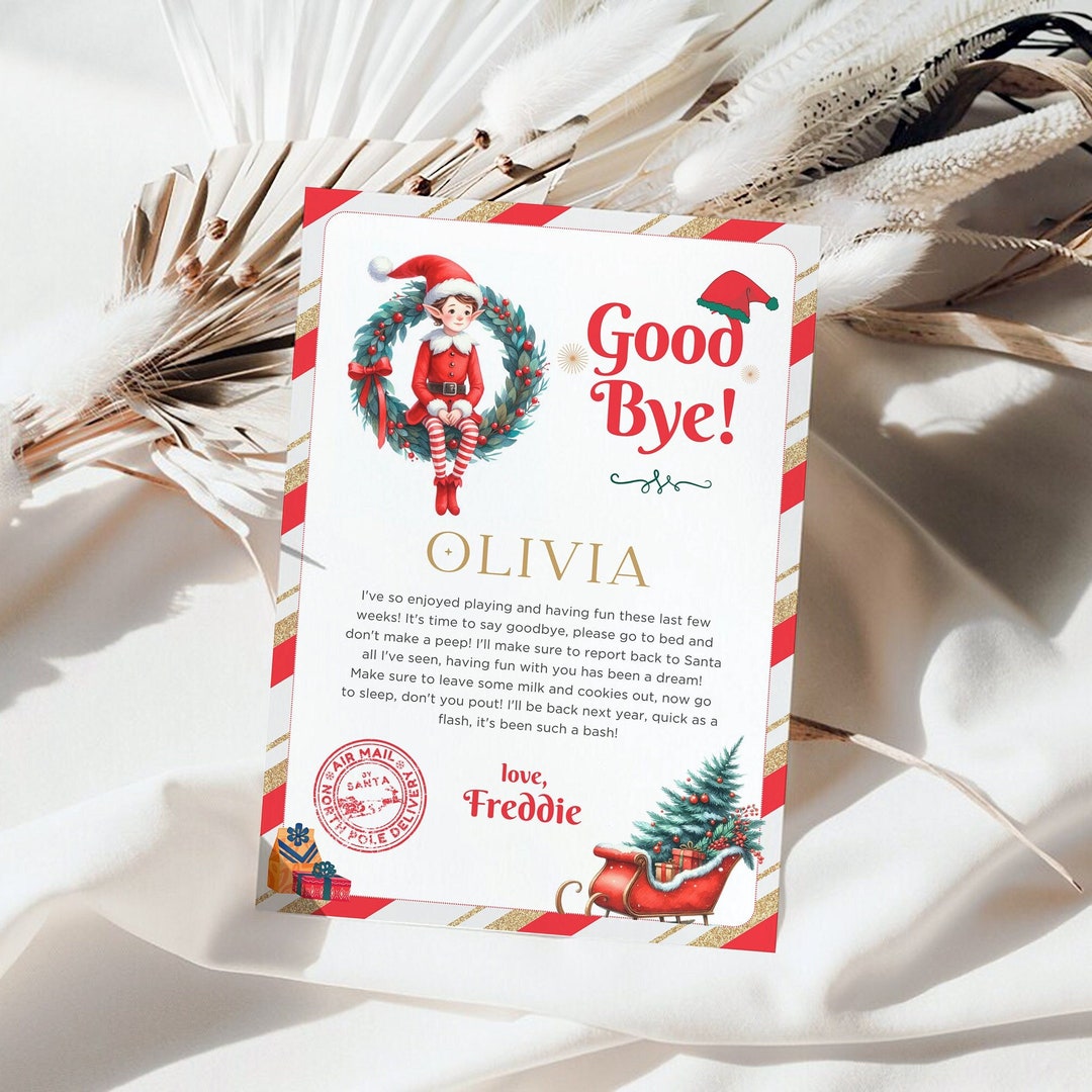 Elf Goodbye Letter From Elf, Elf Leaving Letter Boy and Girl Neutral ...