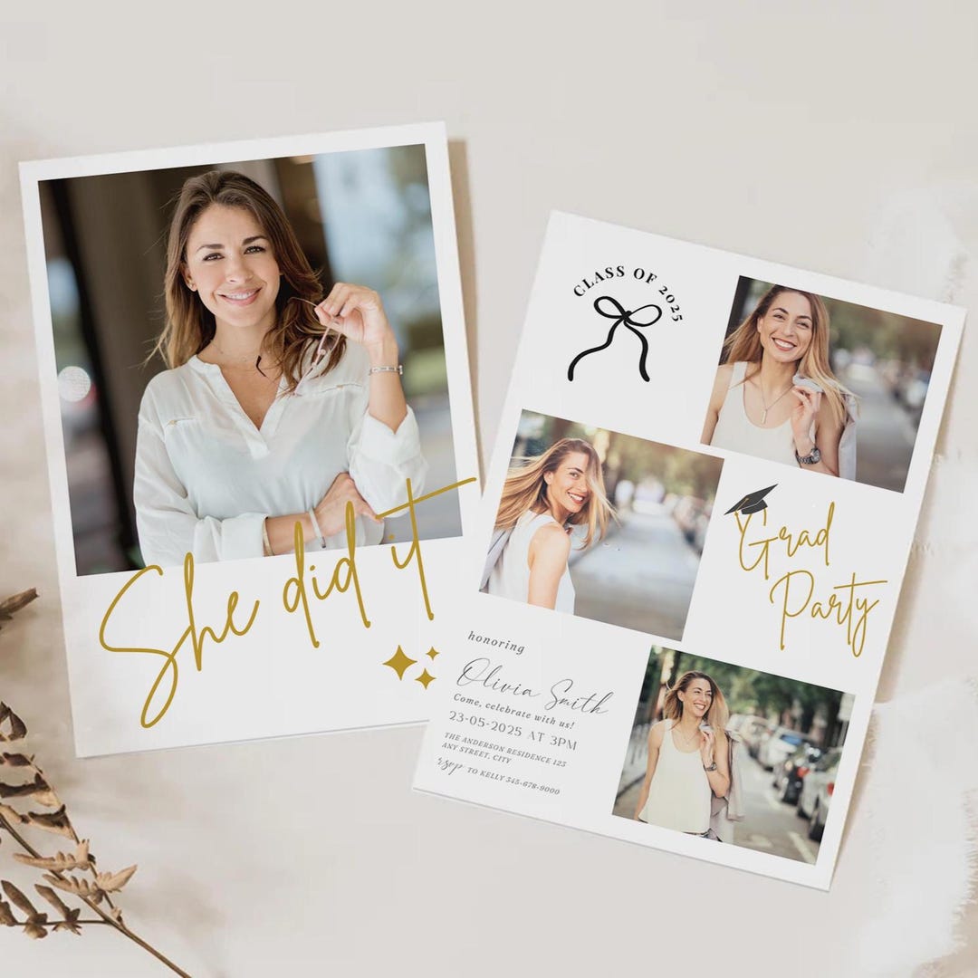 Woman Graduation Party Photo Invitation Template Editable Graduation ...