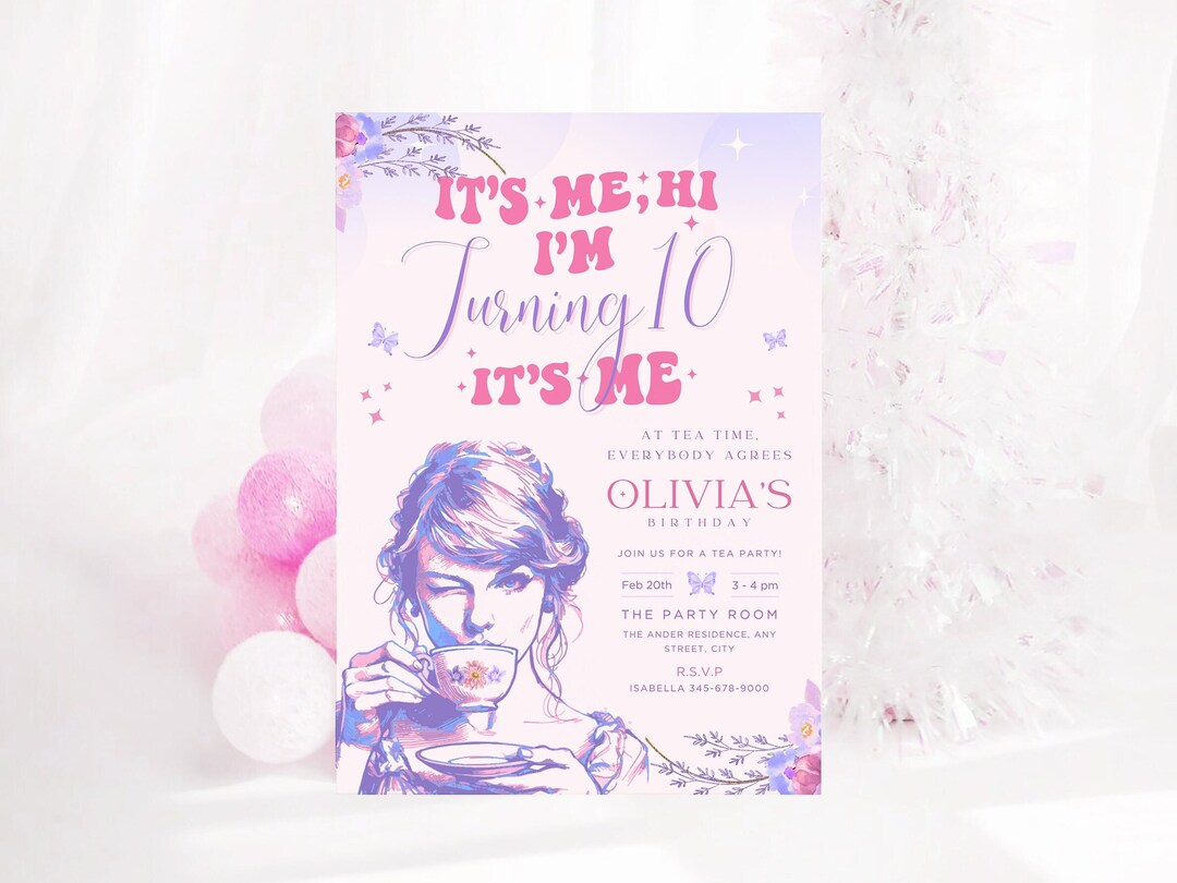 It's Me Hi Eras Tea Party Invitation Taylor Eras Party Decorations 10th ...
