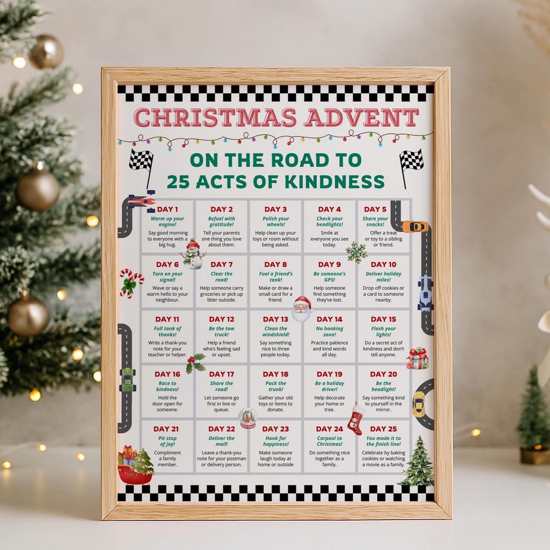Car Theme Christmas Kindness Advent Calendar: Editable Activity (US ...