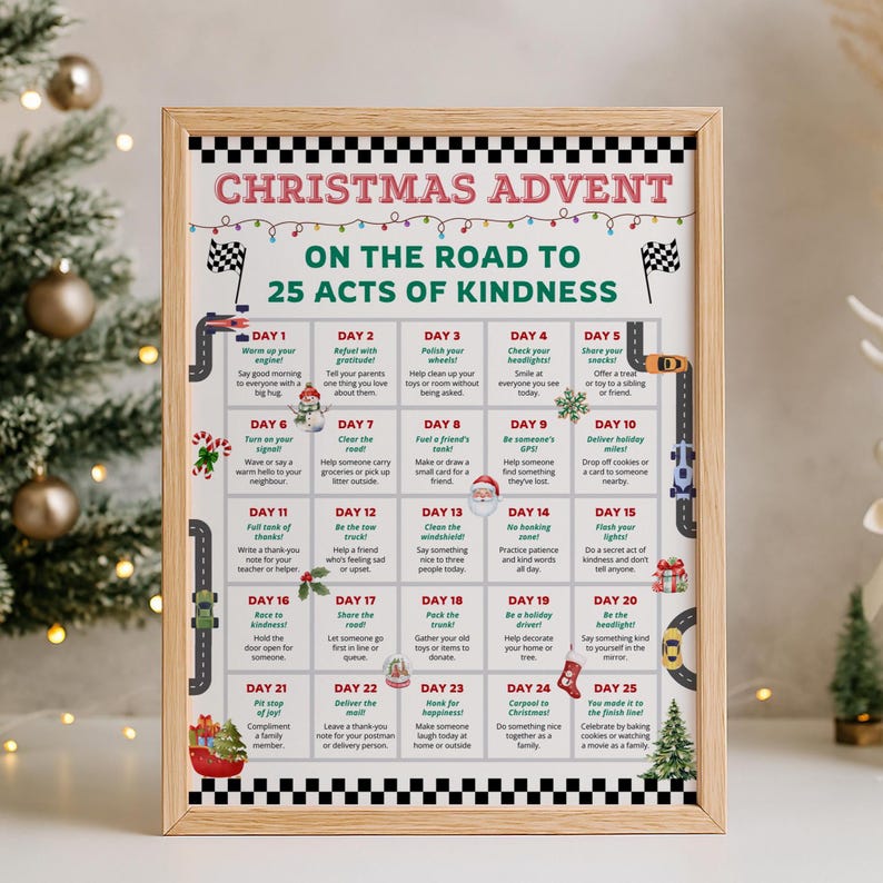Car Theme Christmas Kindness Advent Calendar: Editable Activity (US ...