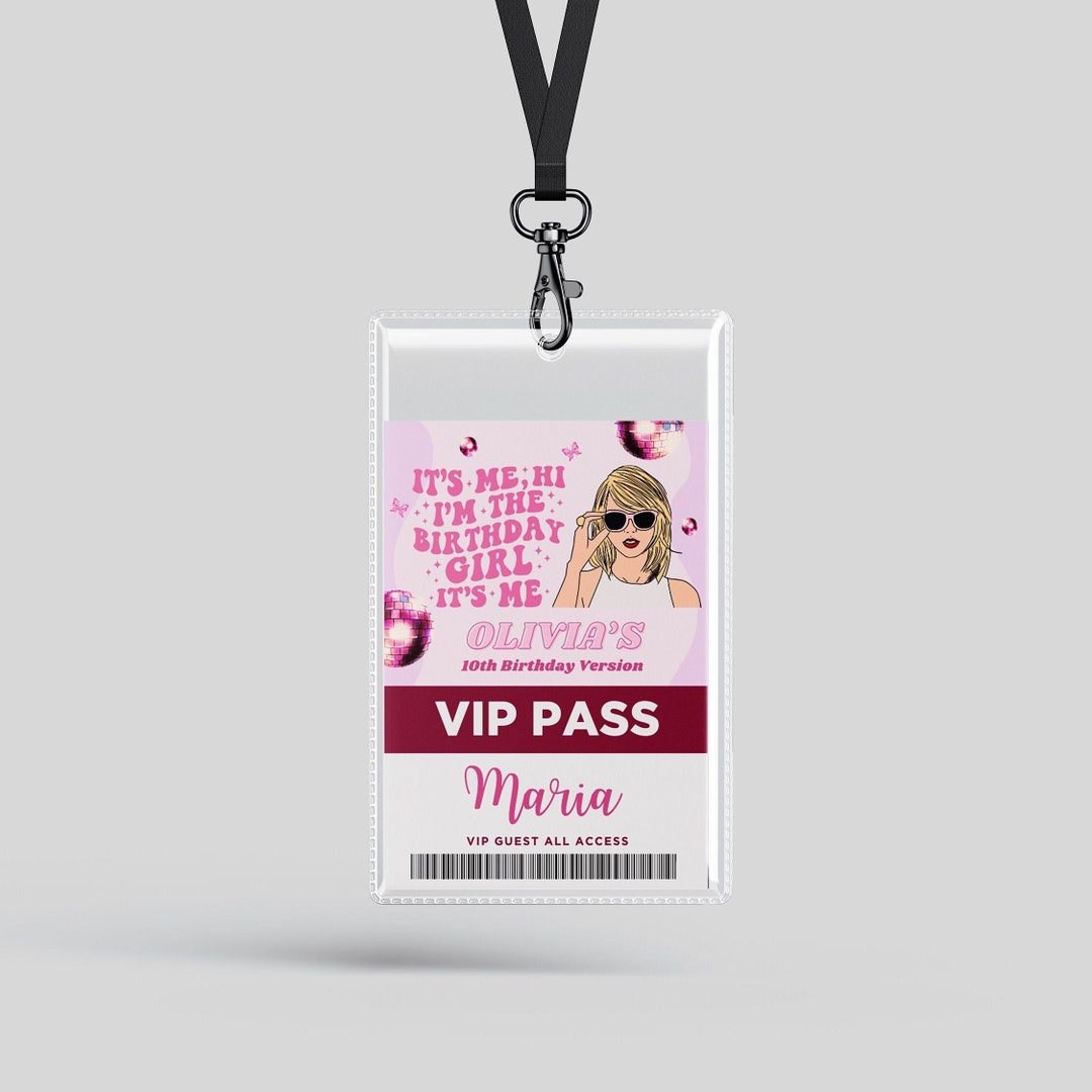 Eras VIP Pass It's Me Hi Taylor Photo Eras Party Decorations Editable ...