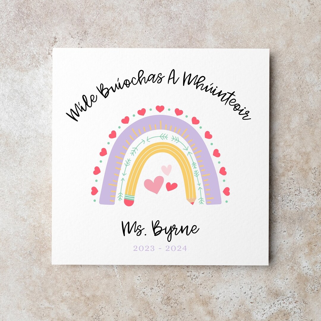 Personalised Teacher Card, Thank You Card, Teacher Gift, End of School ...