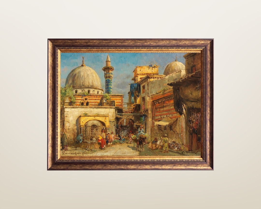 Syrian Art, Market in Damascus, Giclee Art Print Reproduction, Old Arab ...