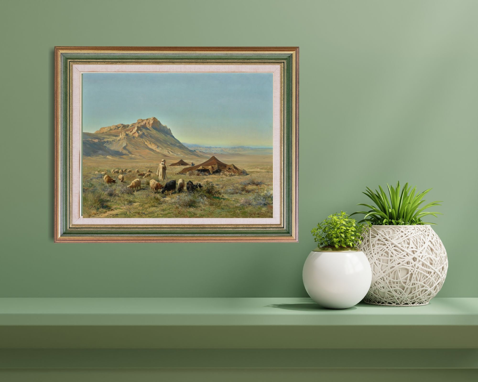 Middle Eastern Art, Vintage Arab Painting, Bedouin Encampment - Etsy