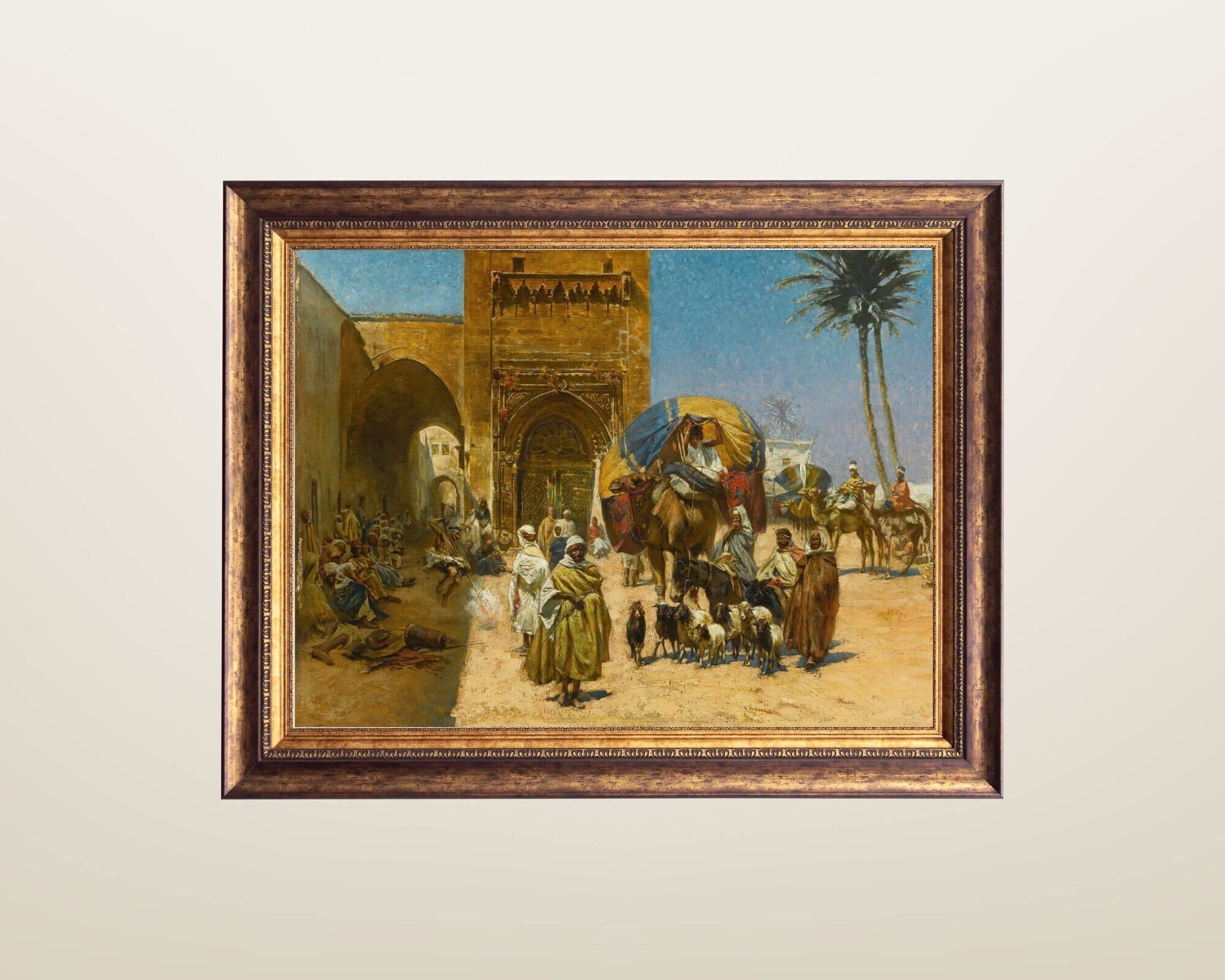 Middle Eastern Art, North African Art, Caravan Outside a Mosque - Etsy