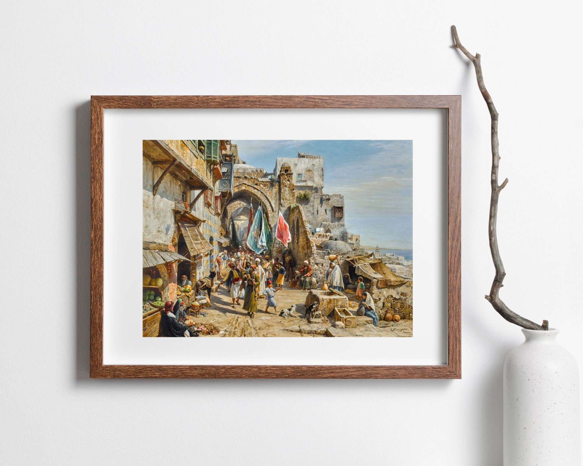 Palestine Art, A Procession in Jaffa Painting, Middle Eastern Arab Art ...