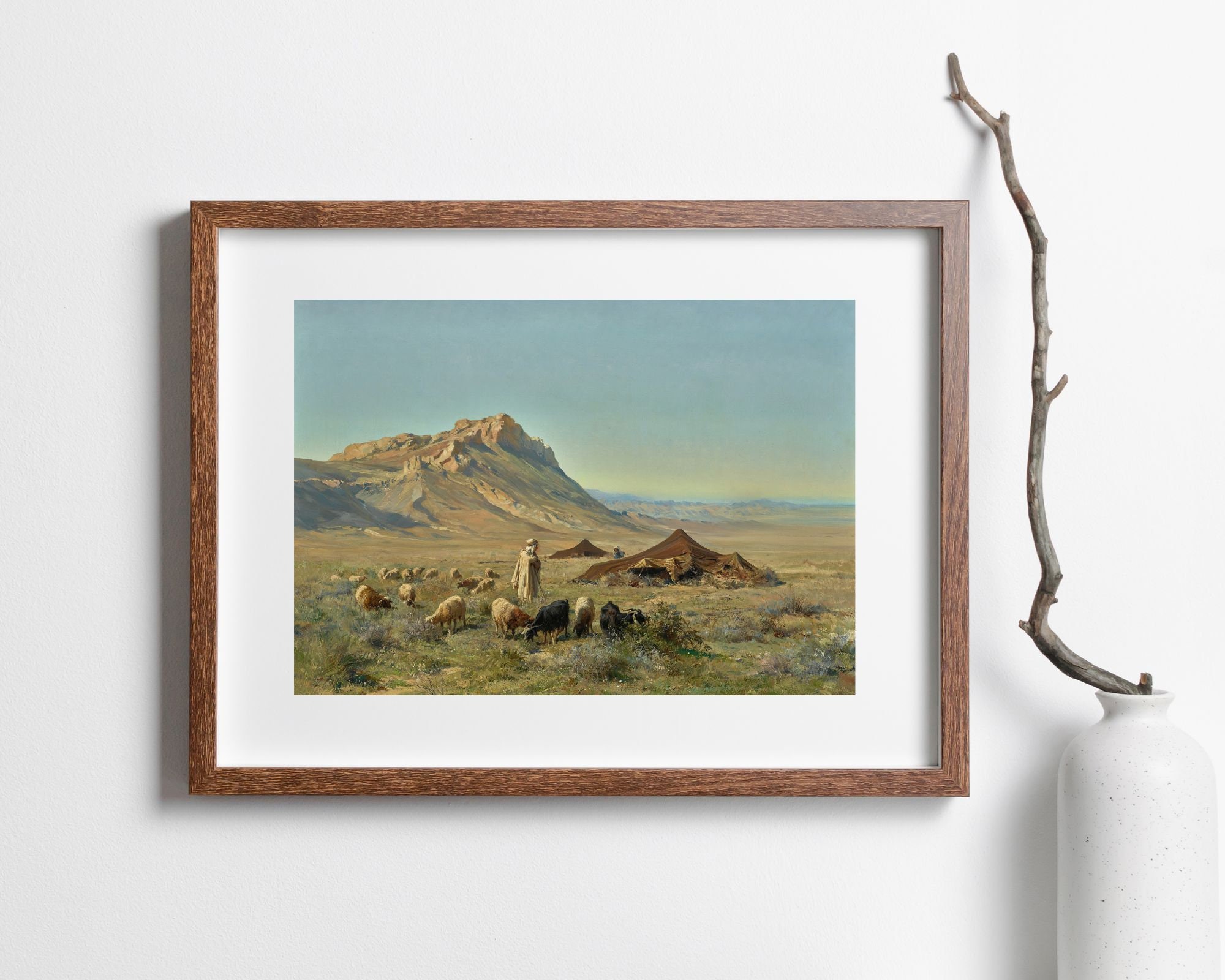 Middle Eastern Art, Vintage Arab Painting, Bedouin Encampment - Etsy