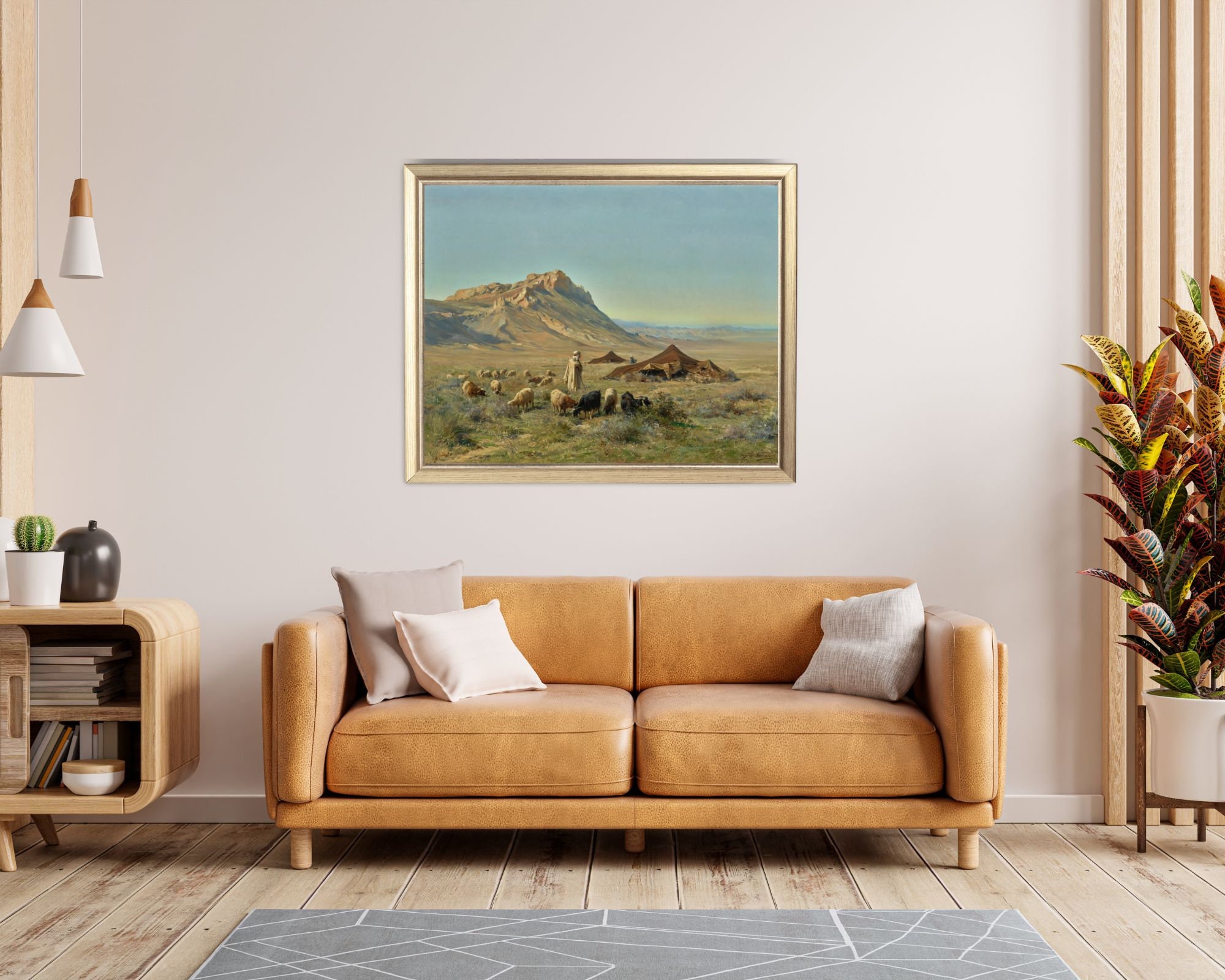 Middle Eastern Art, Vintage Arab Painting, Bedouin Encampment - Etsy