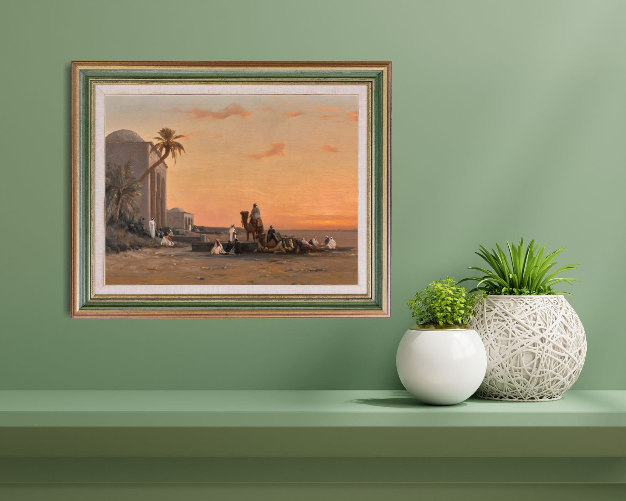 Egypt Art Middle Eastern Painting Vintage Arab Art - Etsy