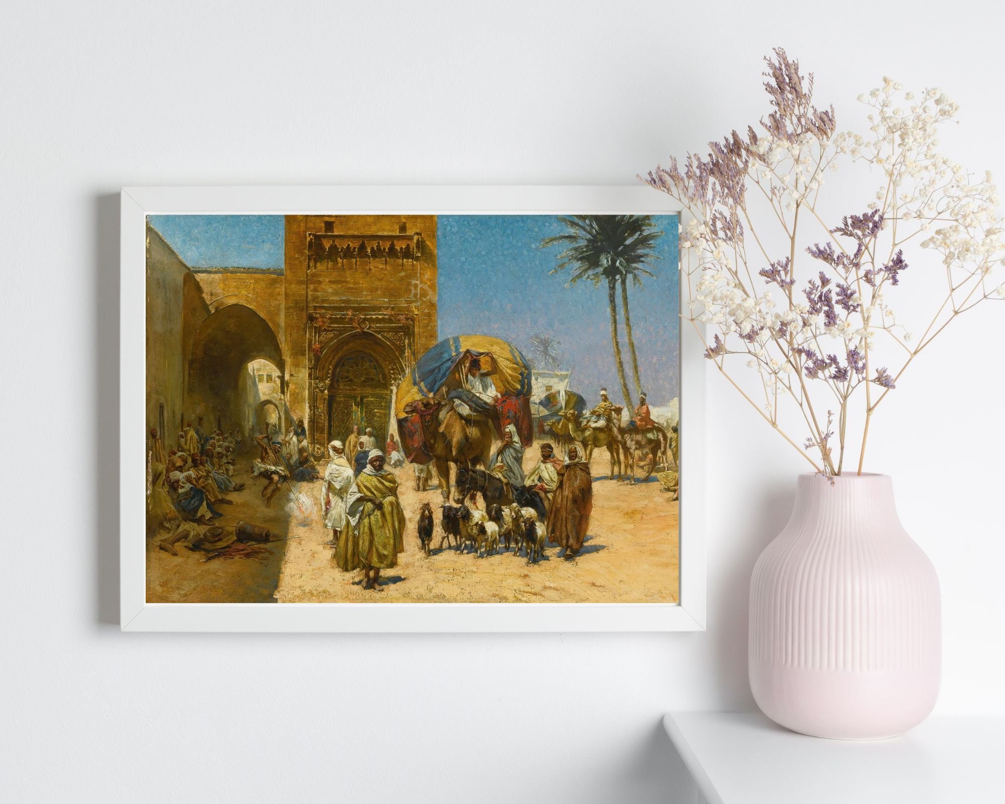 Middle Eastern Art, North African Art, Caravan Outside a Mosque - Etsy