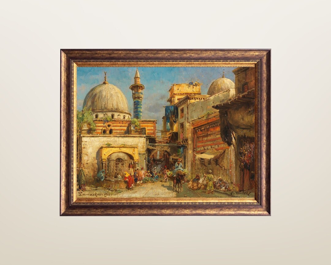 Syria Art, Market in Damascus Painting, Vintage Syria Painting - Etsy