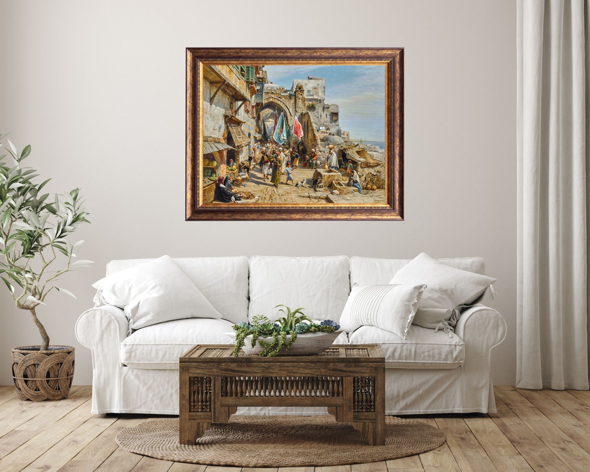 Palestine Art, A Procession in Jaffa Painting, Middle Eastern Arab Art ...